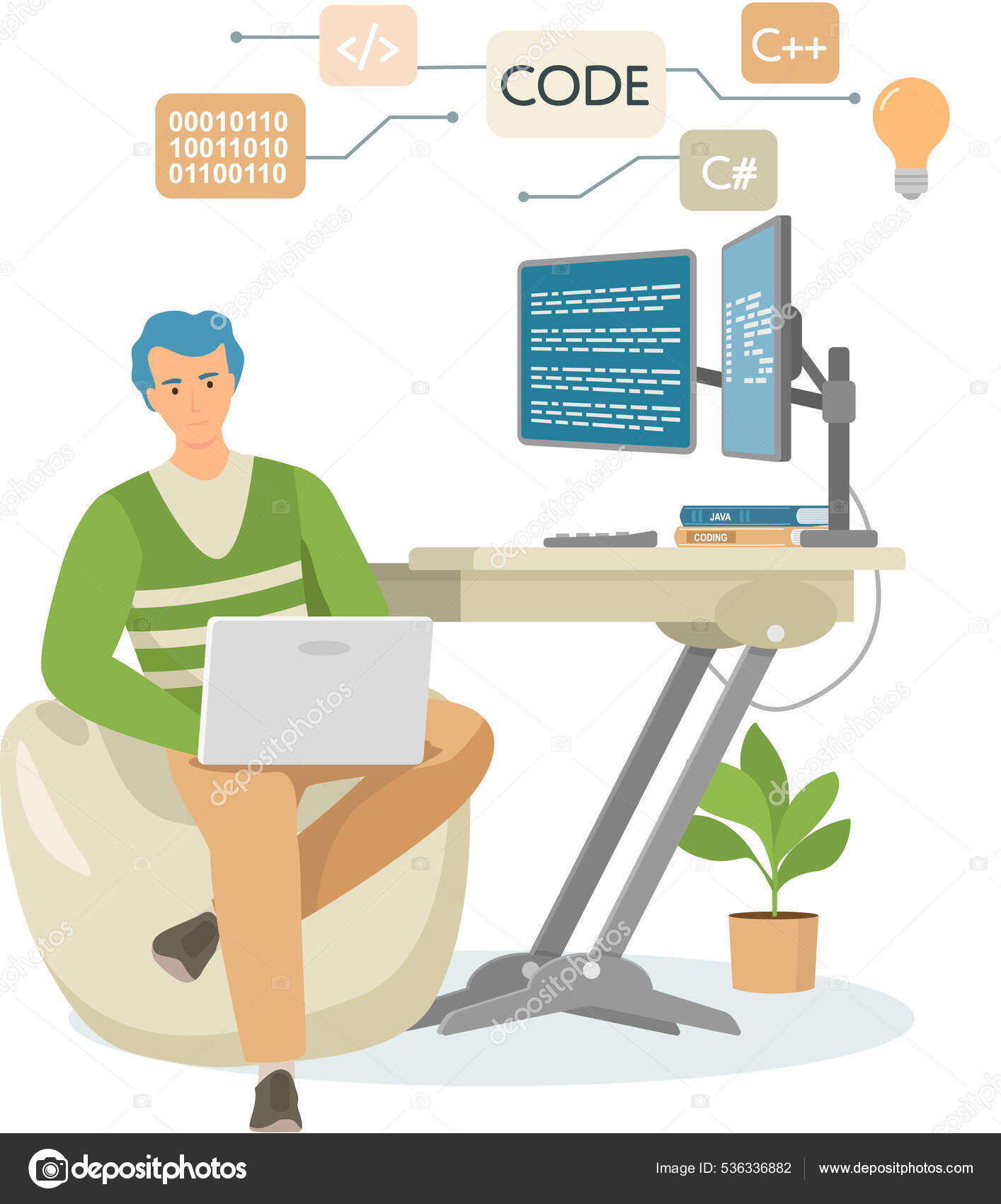 Programmer Engineering And Coding Programmer Working On Web Development On Computers Stock