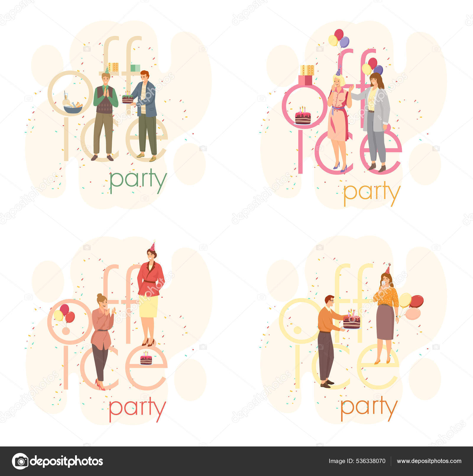 Birthday party, fun entertainment in office. Workers organize holiday ...