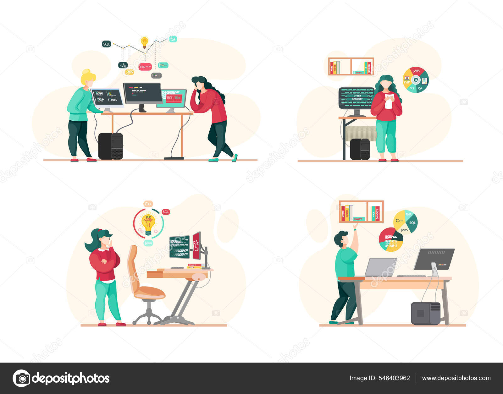 Programmer engineering and coding. Programmer working on web ...