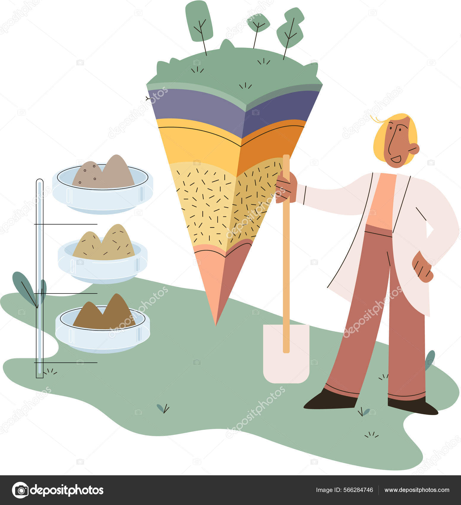 Soil analysis and earth pollution or structure control. Scientist ...