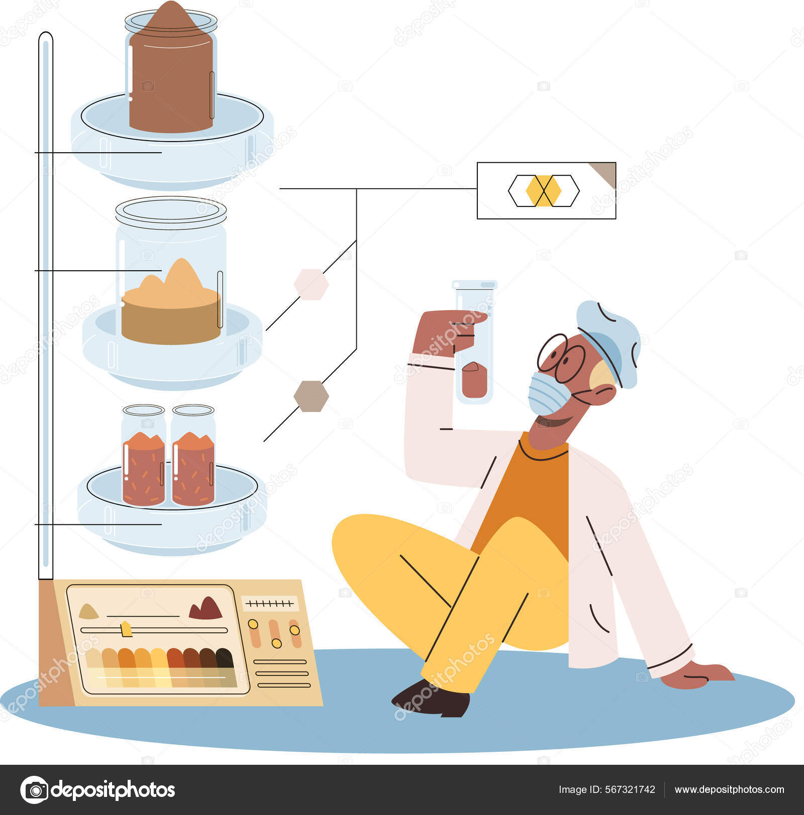 Soil analysis and earth pollution or structure control. Scientist ...