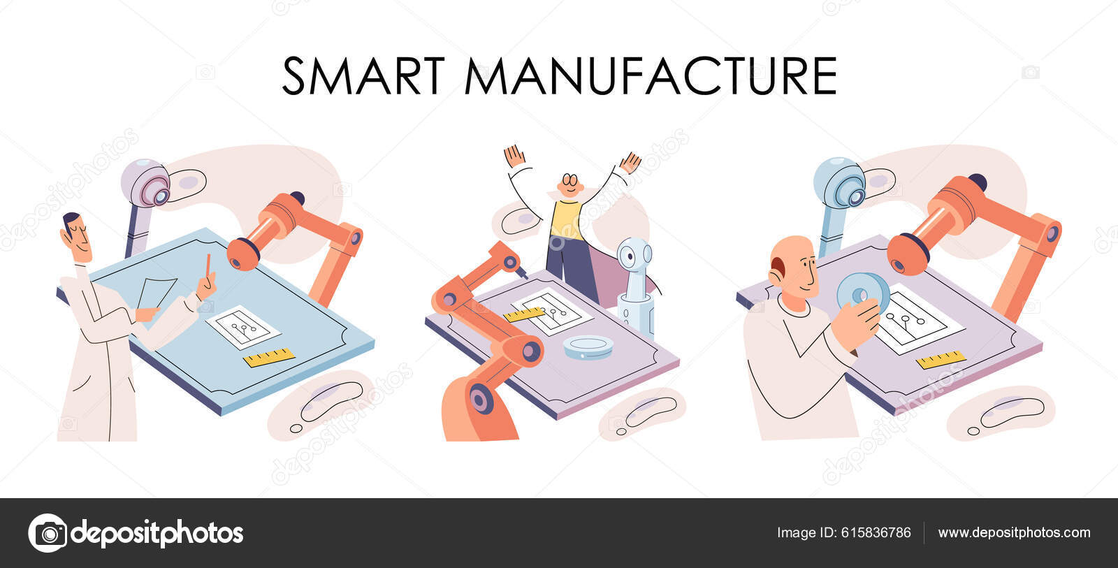 Manufacturing Process Industry Scientist Robot Assembling Products Smart Manufacture Automation ...