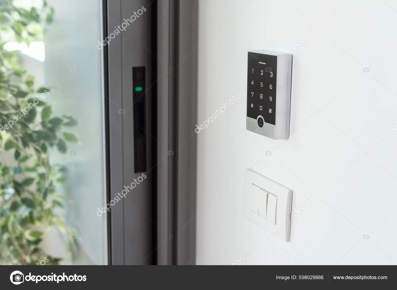 Keypad Access Set Alarm Code Home Security Alarm System Concept — Foto ...