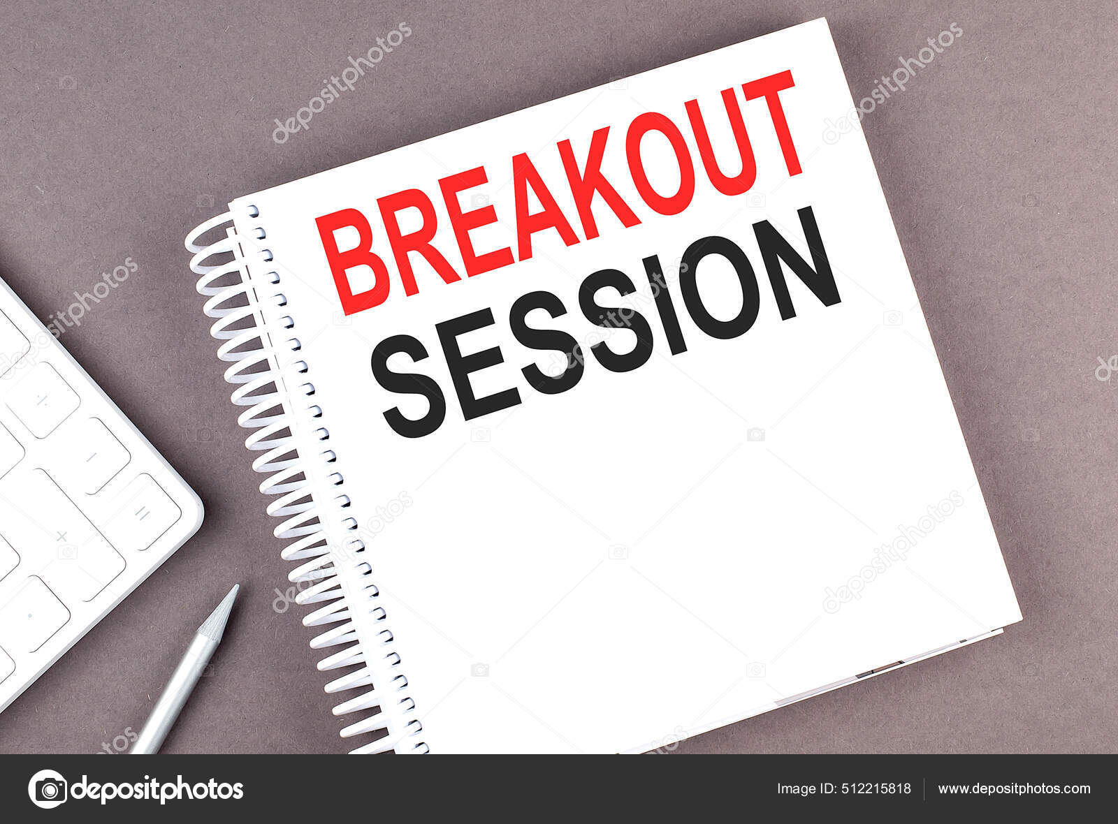 Breakout Session Text Notebook Calculator Pen Business — Stock Photo ... Breakout Session Text Notebook Calculator Pen Business — Stock Photo ...