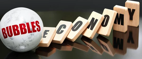 Bubbles Economy And A Domino Effect Chain Reaction In The Economy
