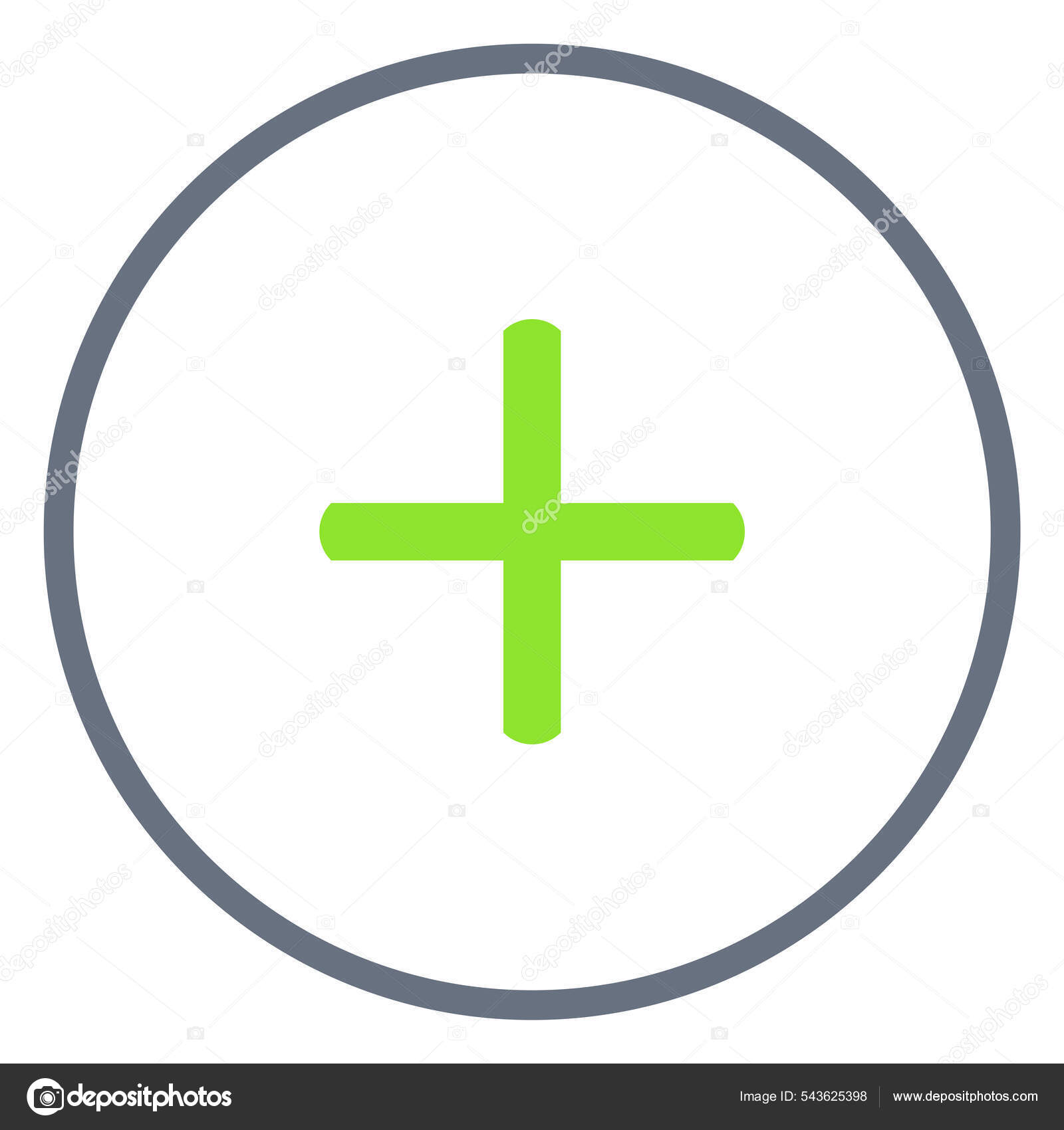 Green Icon Grey Circle Add Symbol — Stock Photo © keport #543625398