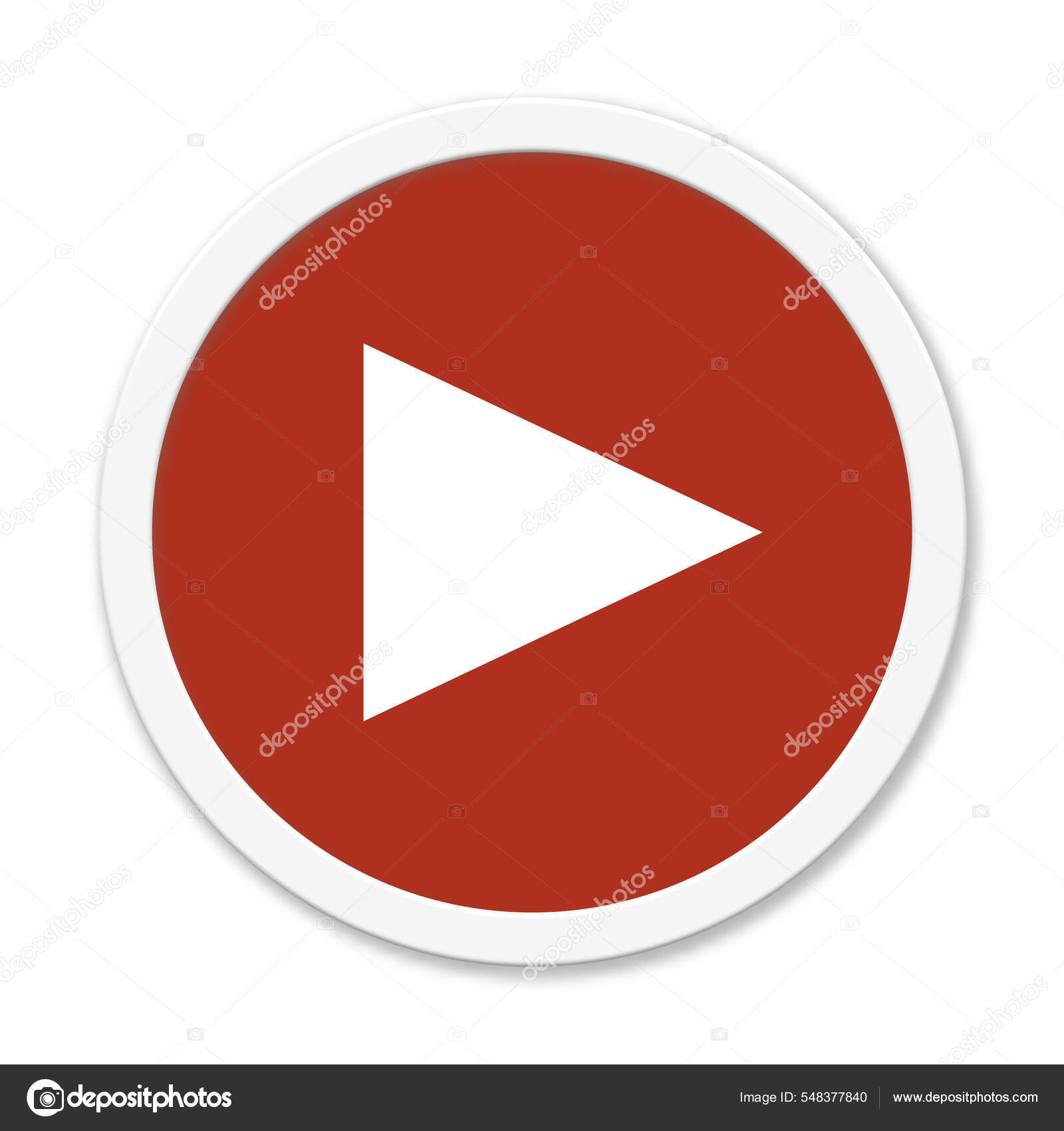 Isolated Red Button White Frame Showing Video Music Player — Stock ...