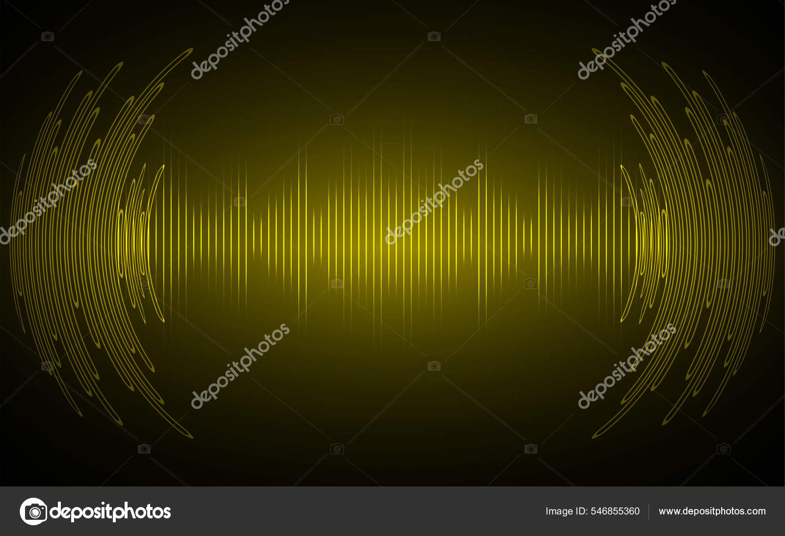 Sound Waves Oscillating Dark Light Vector Illustration Background Stock ...