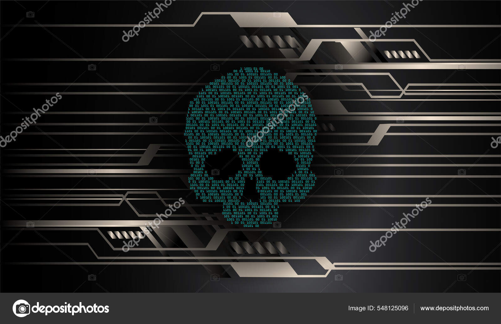 Cyber Hacker Attack Background Skull Vector Stock Vector by ©titima157 ...
