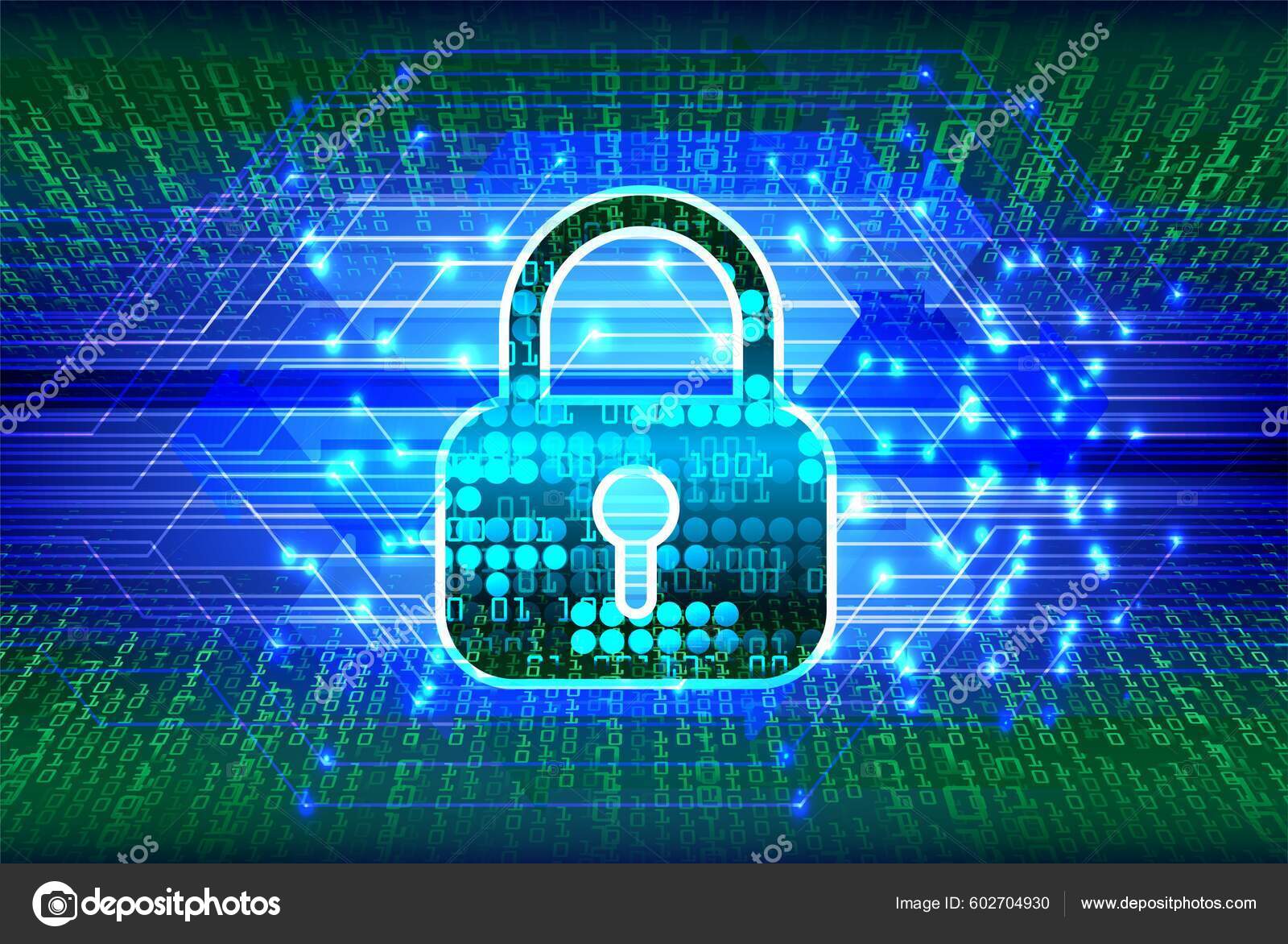 Closed Padlock Digital Background Cyber Security Stock Vector by ...