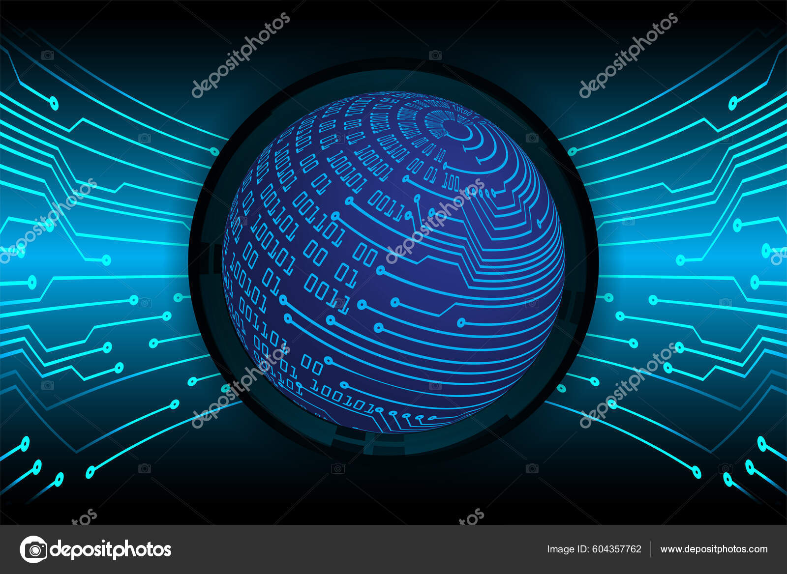 World Binary Circuit Board Future Technology Cyber Security Concept Background Stock Vector by ...