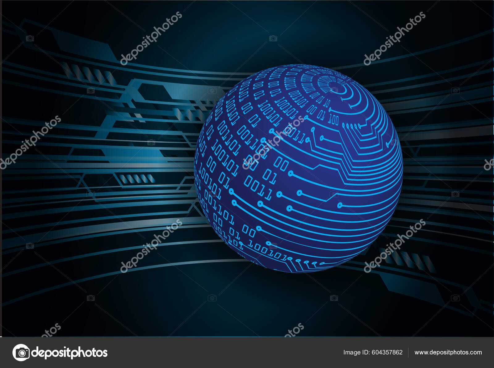 World Binary Circuit Board Future Technology Cyber Security Concept Background Stock Vector by ...