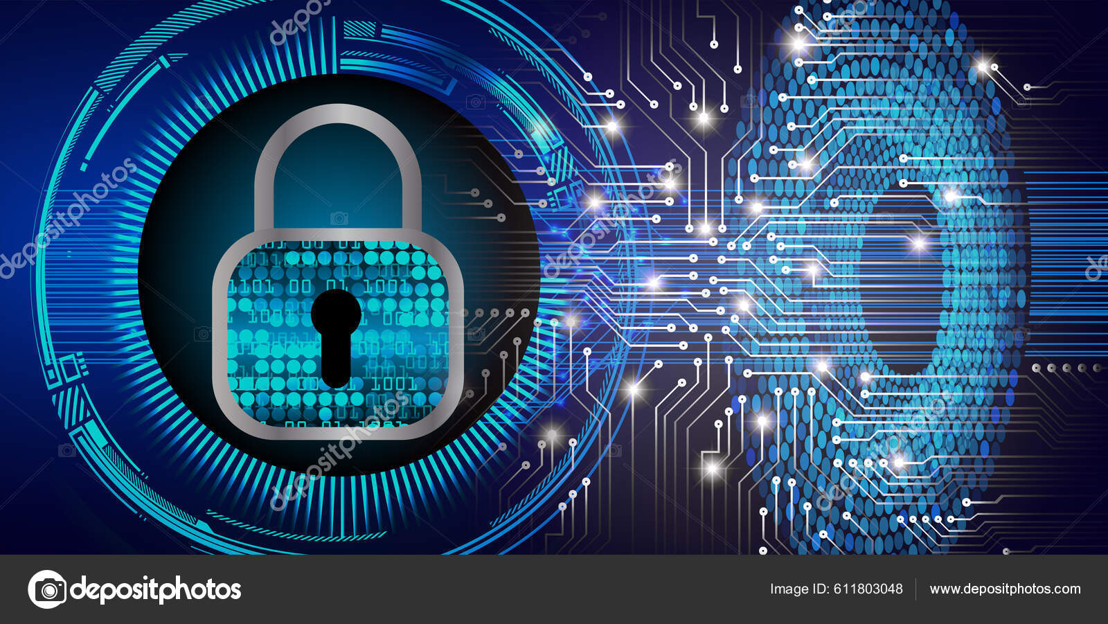 Closed Padlock Digital Background Cyber Security Stock Vector by ...