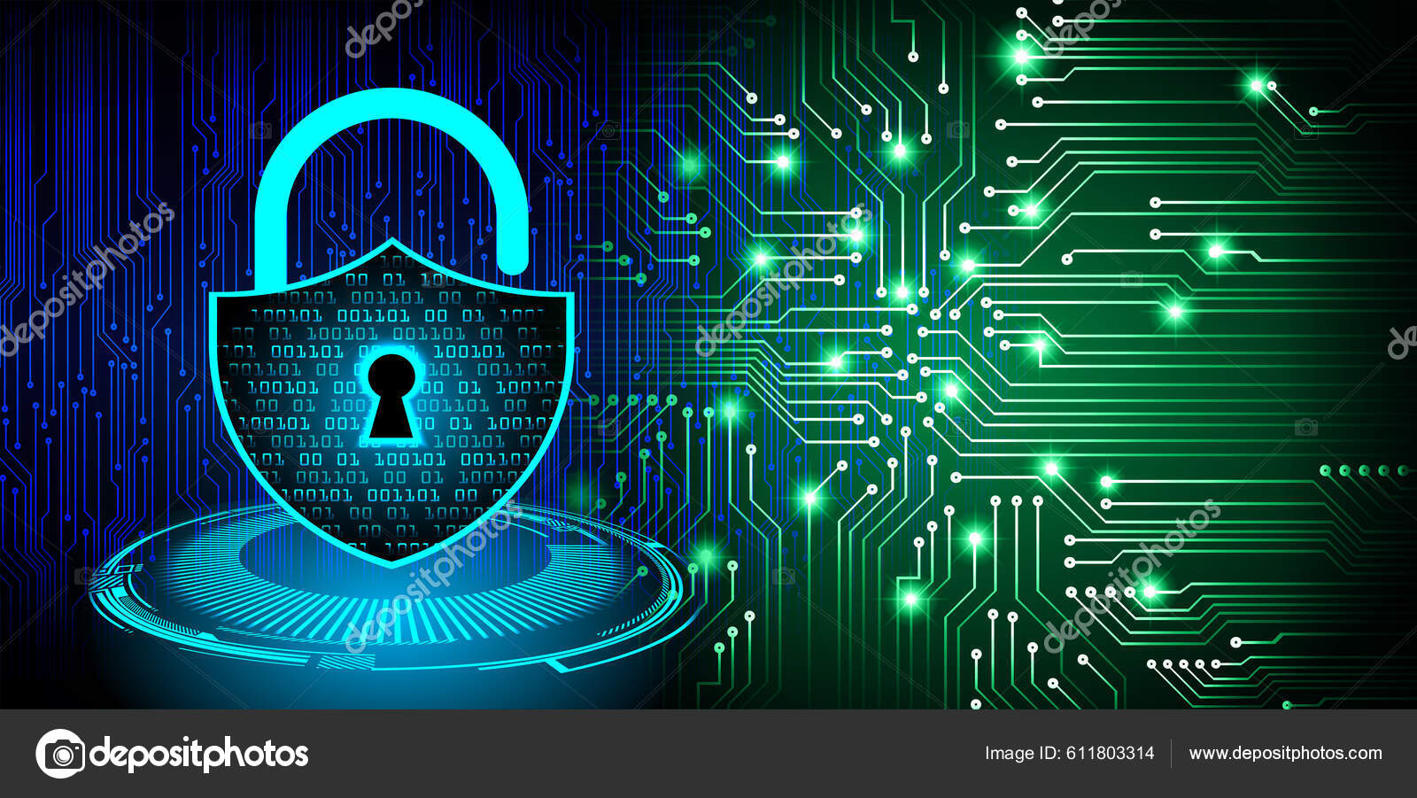 Closed Padlock Digital Background Cyber Security Stock Vector by ...