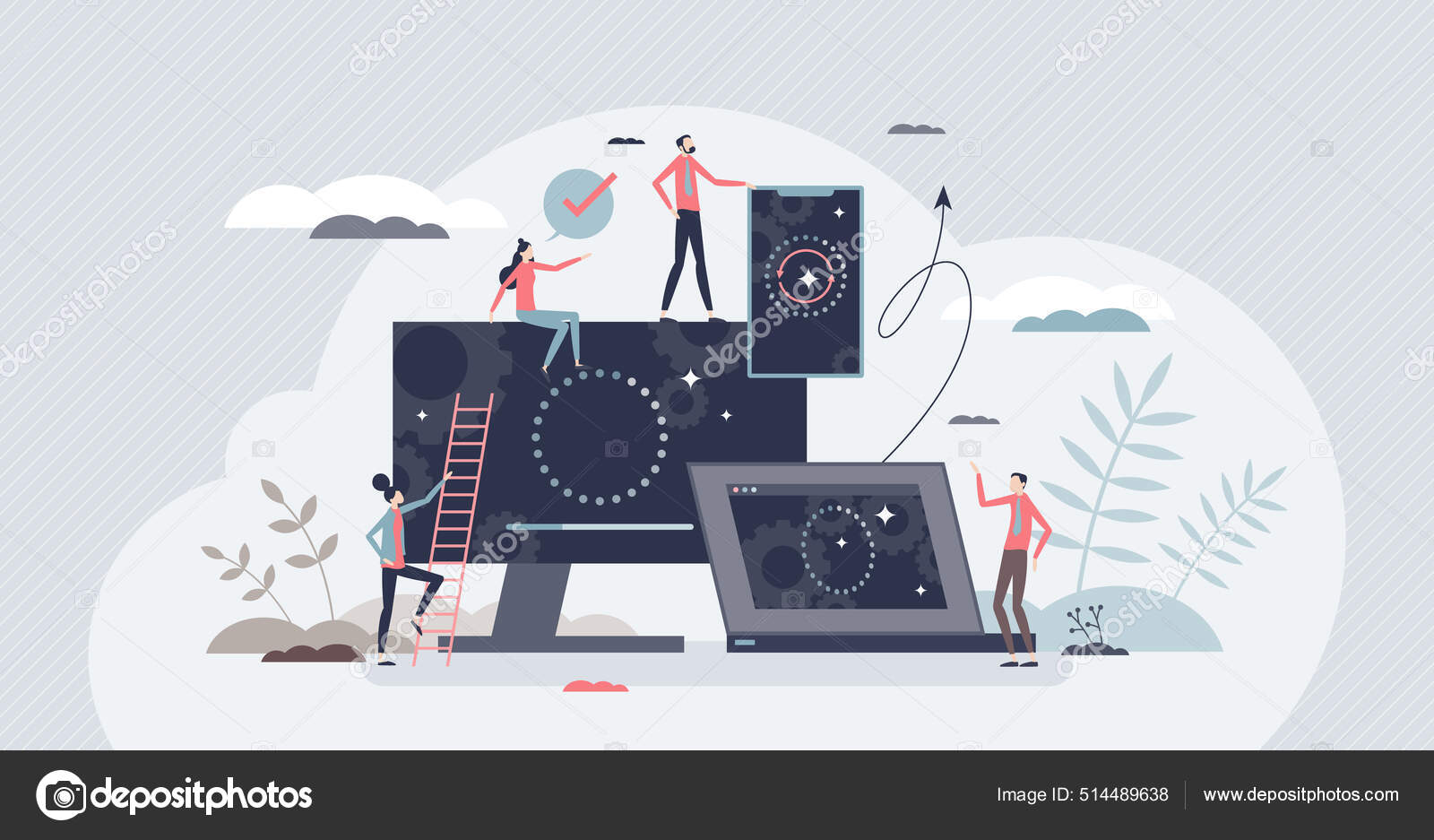 Software data update with system refresh to new version tiny person concept Stock Vector by ...