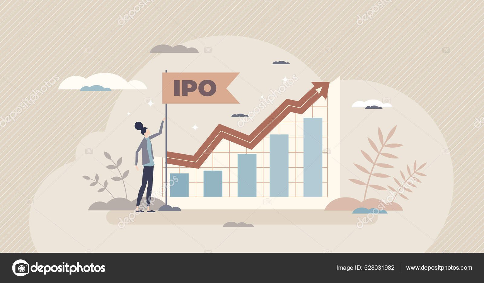 IPO as initial public offering and stock market shares tiny person ...