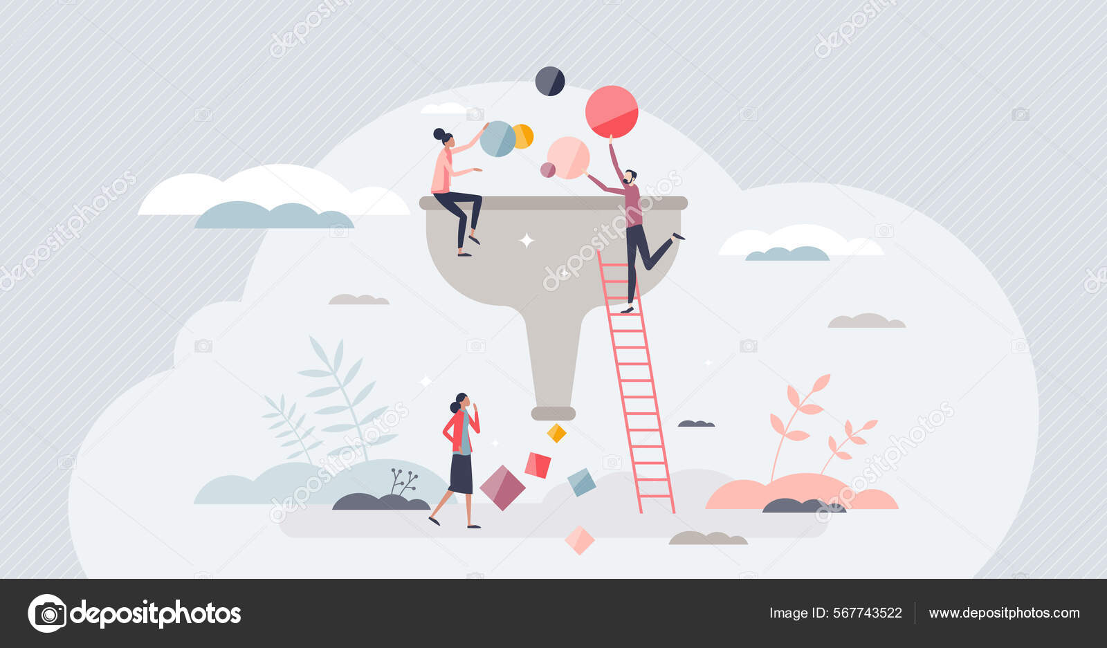 Sorting data and information stream filtered arrangement tiny person concept Stock Vector Image ...