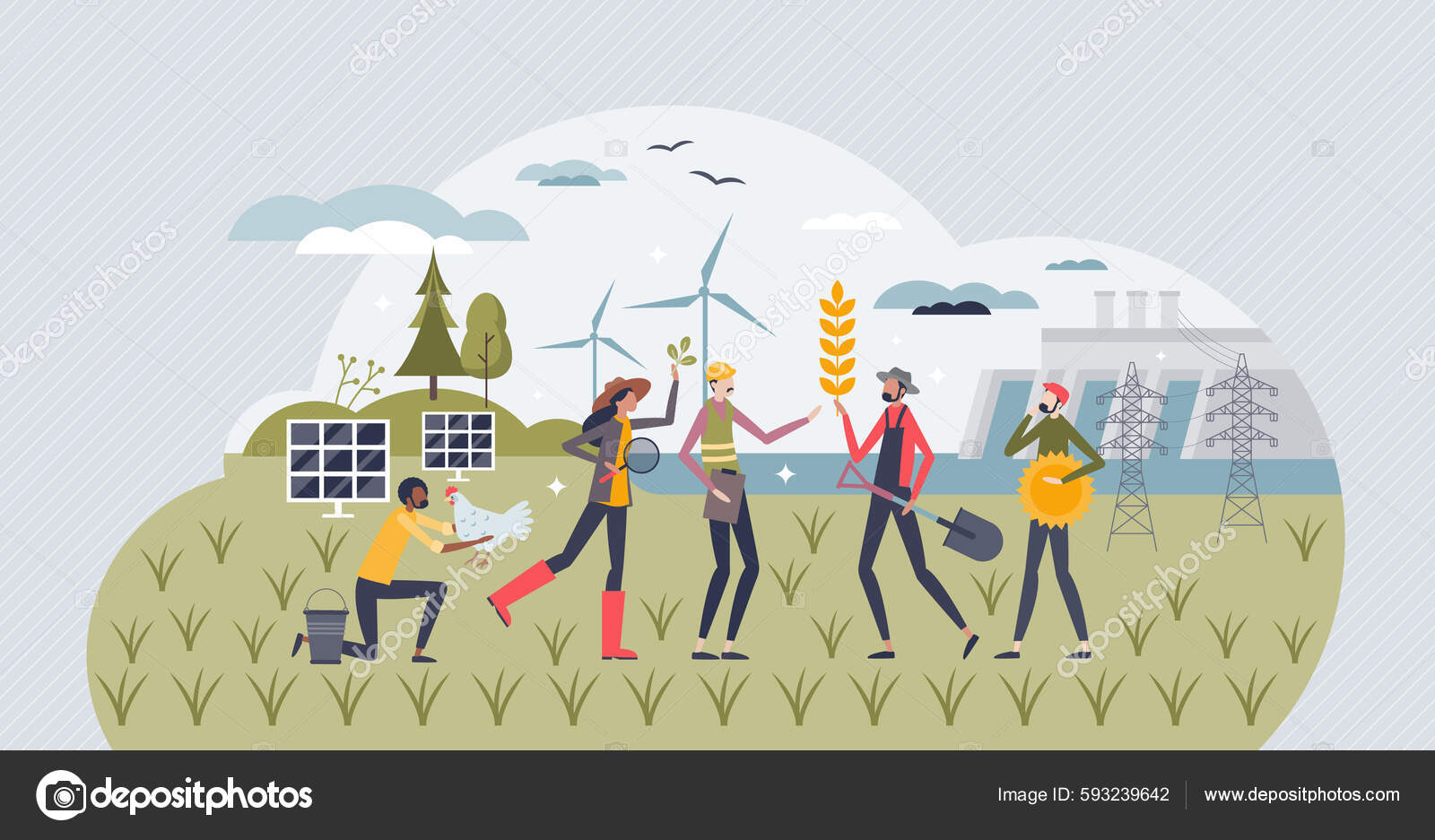 Green Jobs Workers Nature Sustainable Approach Tiny Person Concept ...