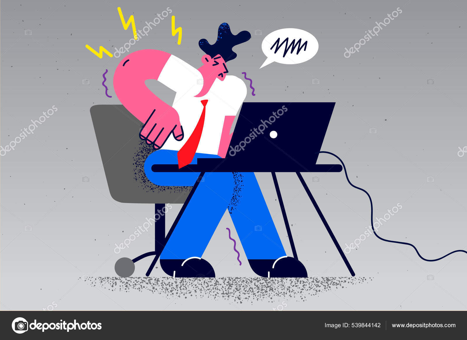 Unhealthy businessman suffer from backache from sedentary work Stock ...