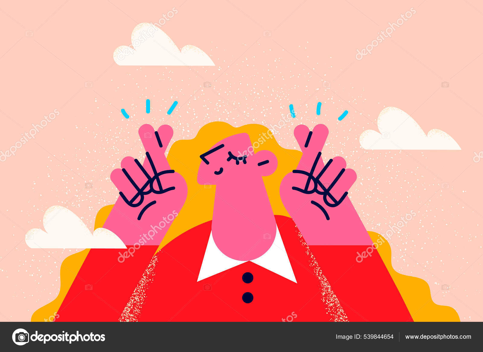 Happy woman cross fingers make wish Stock Vector by ©Alphavector 539844654