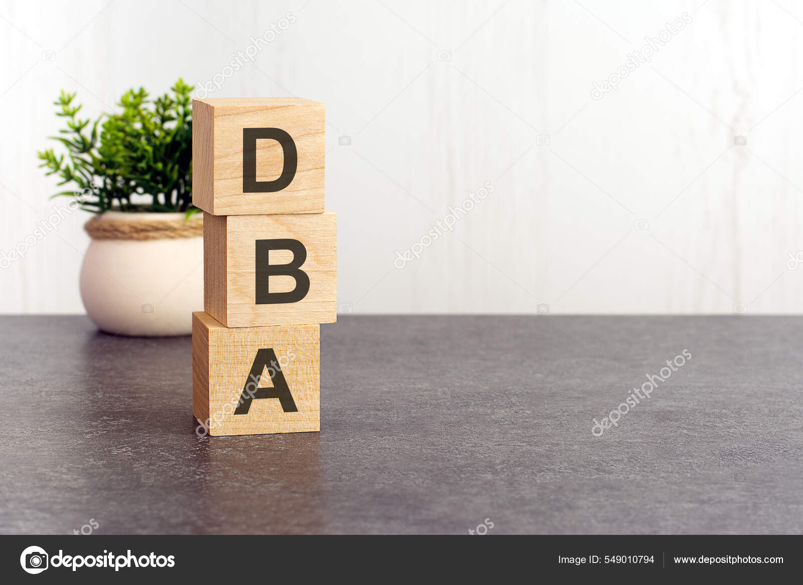 Letters Alphabet Dba Wooden Cubes Green Plant White Background Dba ...