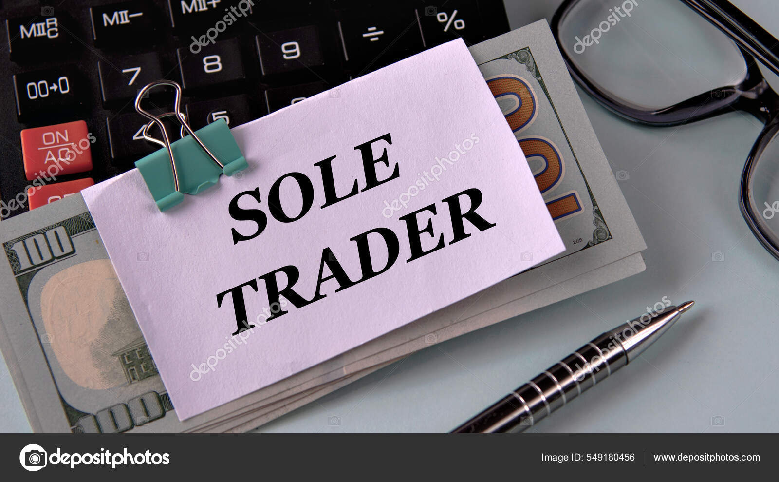 Sole Trader Words White Piece Paper Fixed Banknotes Background ...