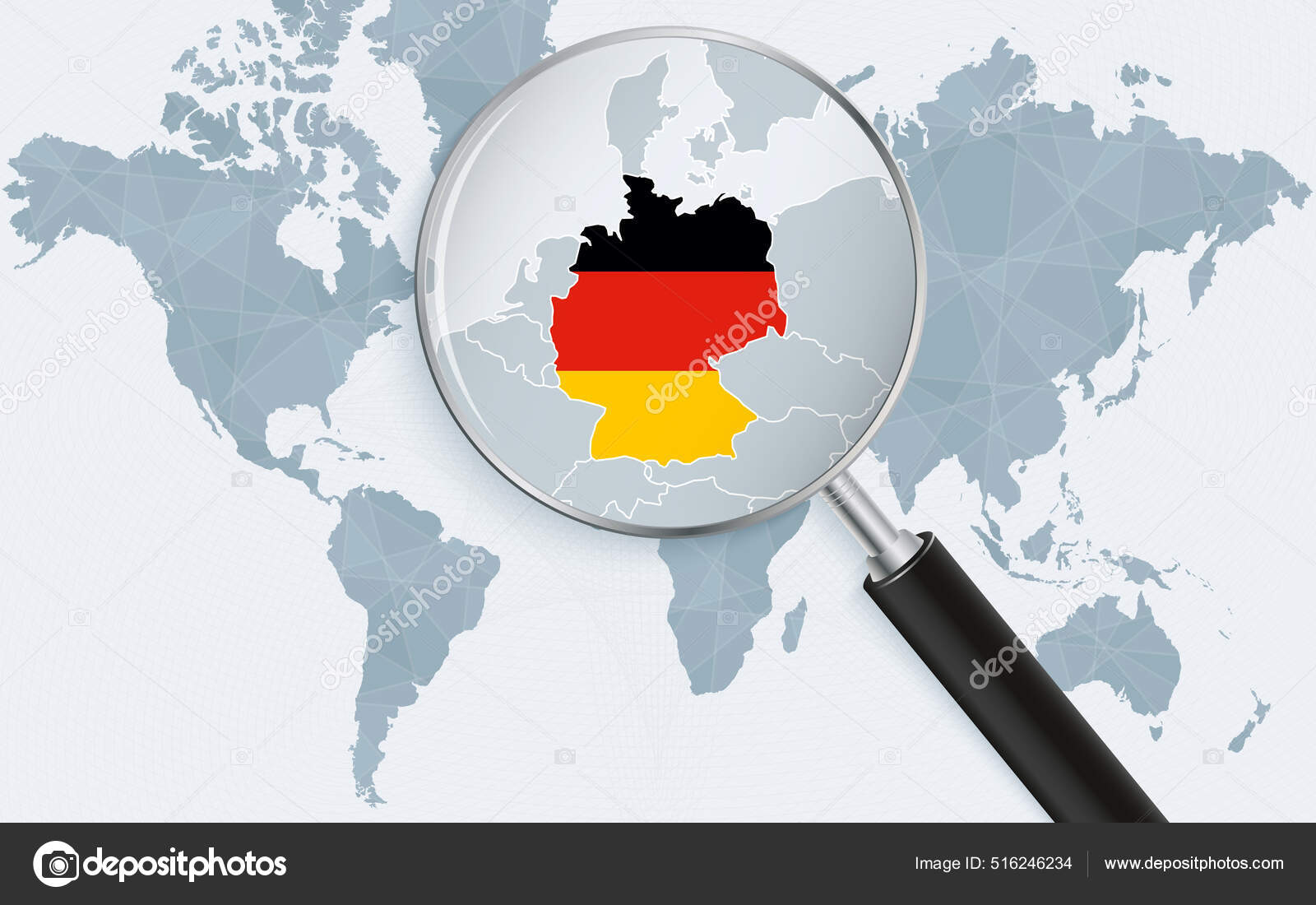 Mapa Del Mundo Con Una Lupa Apuntando Alemania Mapa Alemania Vector de ...