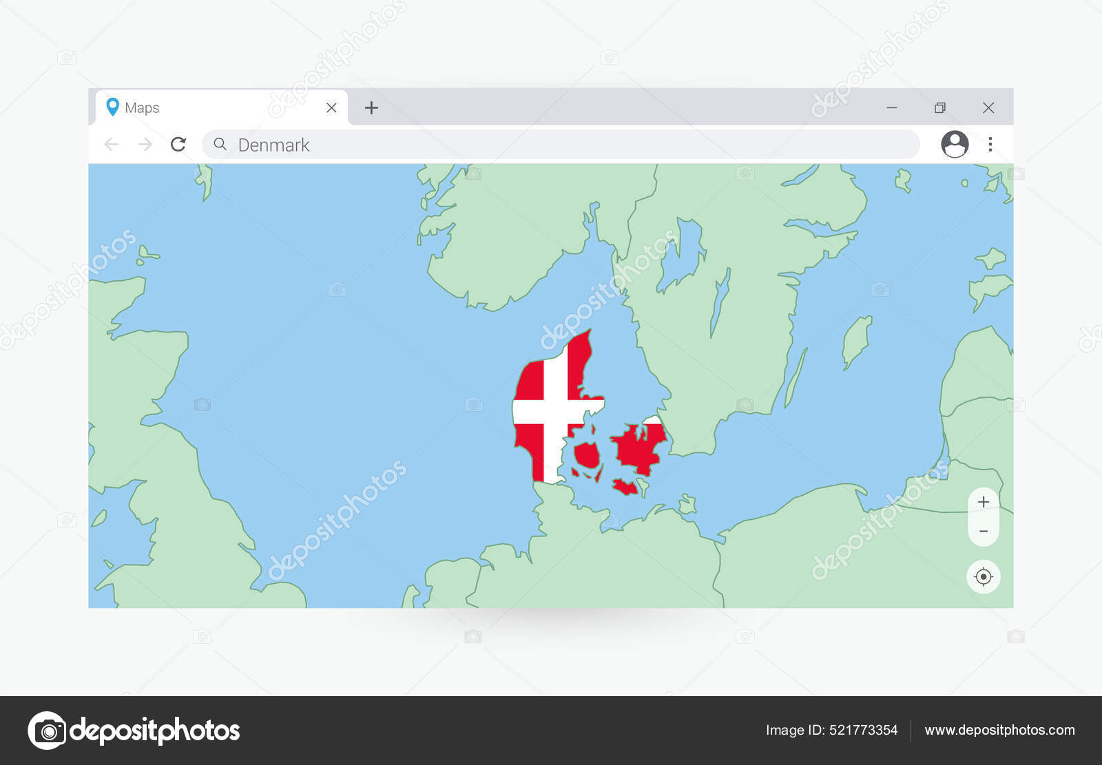 Browser Window Map Denmark Searching Denmark Internet Stock Vector ...