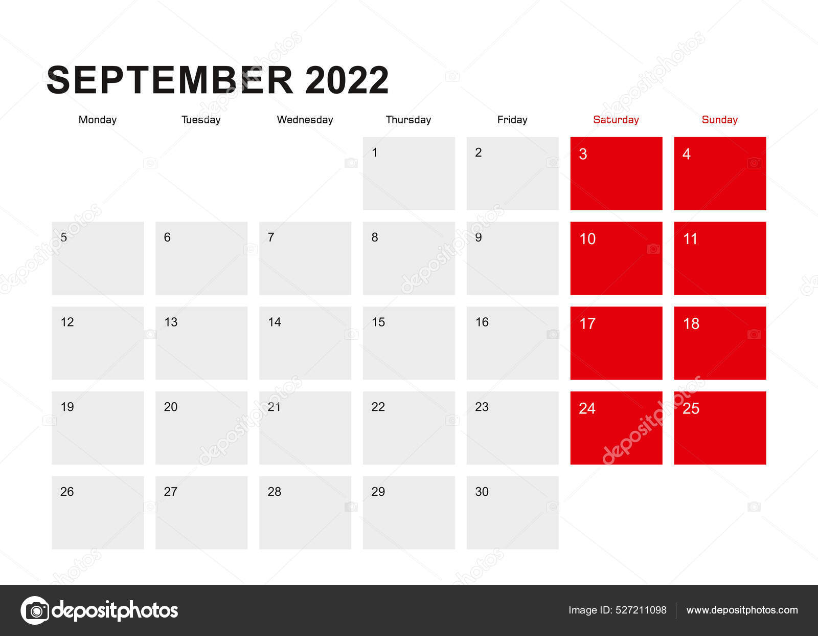 2022 Perencana Desain Kalender September Minggu Dimulai Dari Hari Senin ...