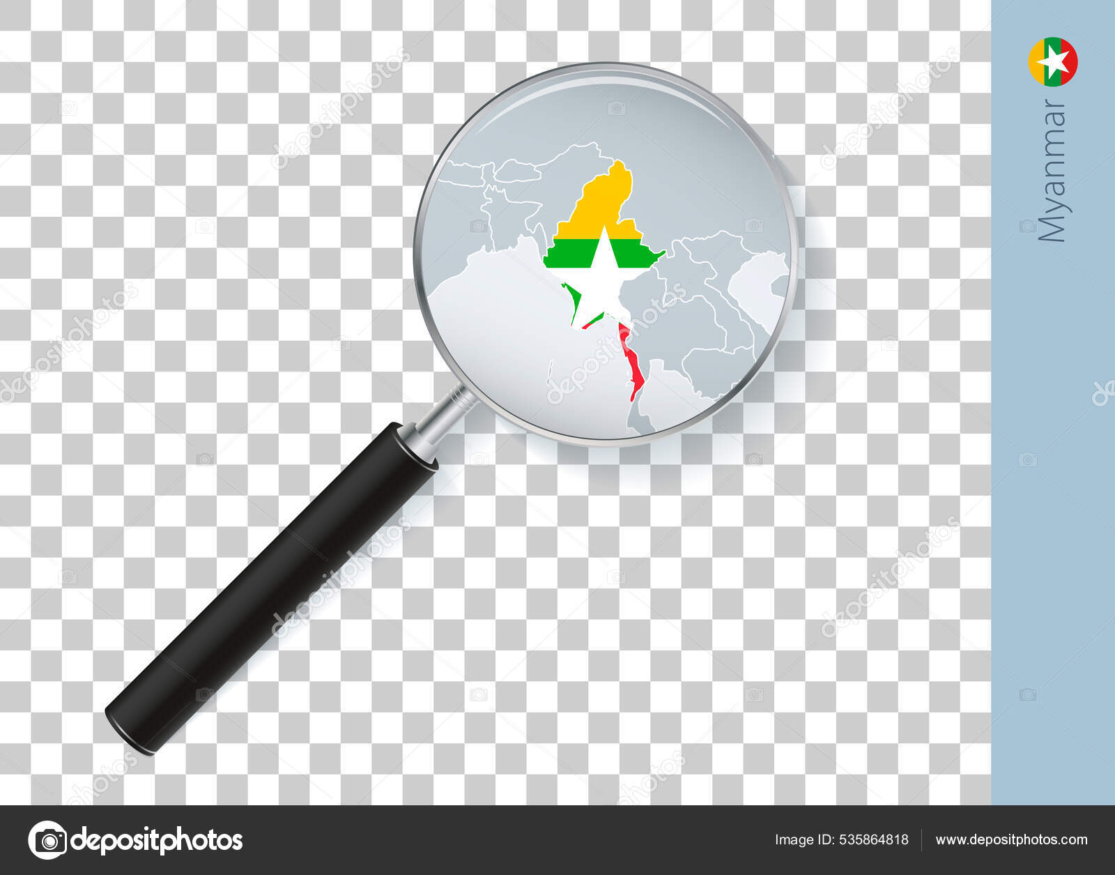 Myanmar Map Flag Magnifying Glass Transparent Background Stock Vector ...