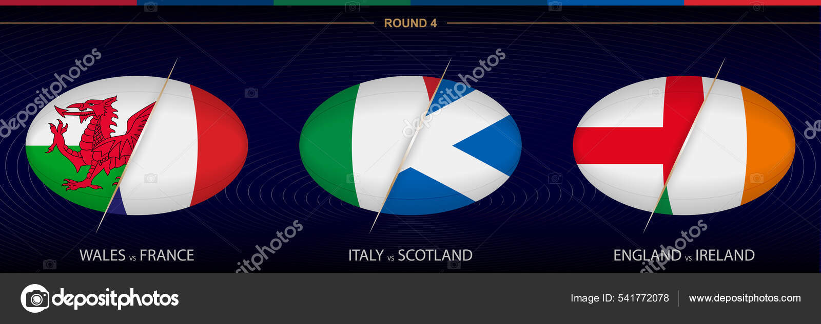 Rugby Tournament Ball Shaped Rugby Icon Blue Background Vector Template ...