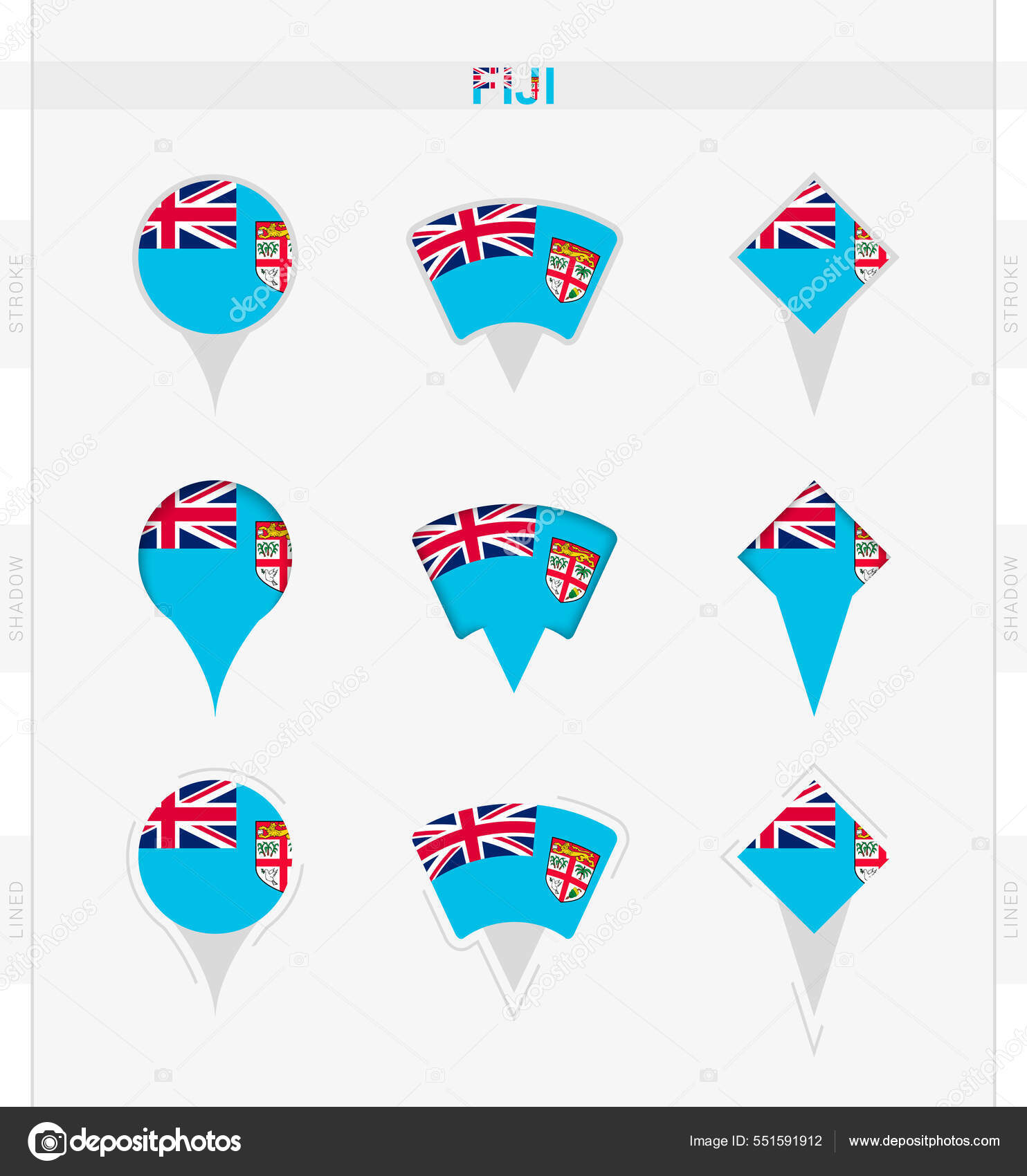 Fiji Flag Set Location Pin Icons Fiji Flag Stock Vector Image by ©boldg ...