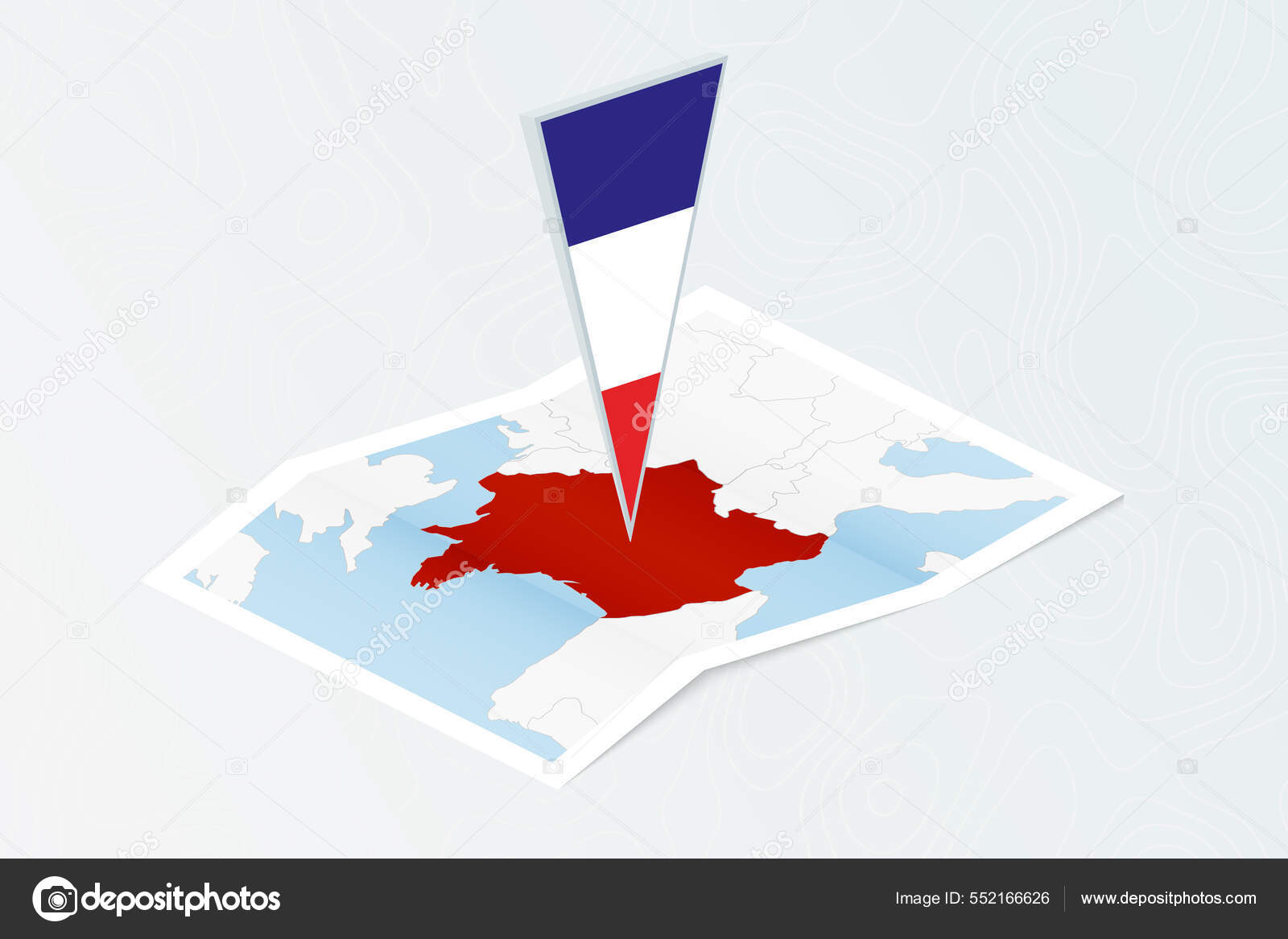 Isometric Paper Map France Triangular Flag France Isometric Style Map ...