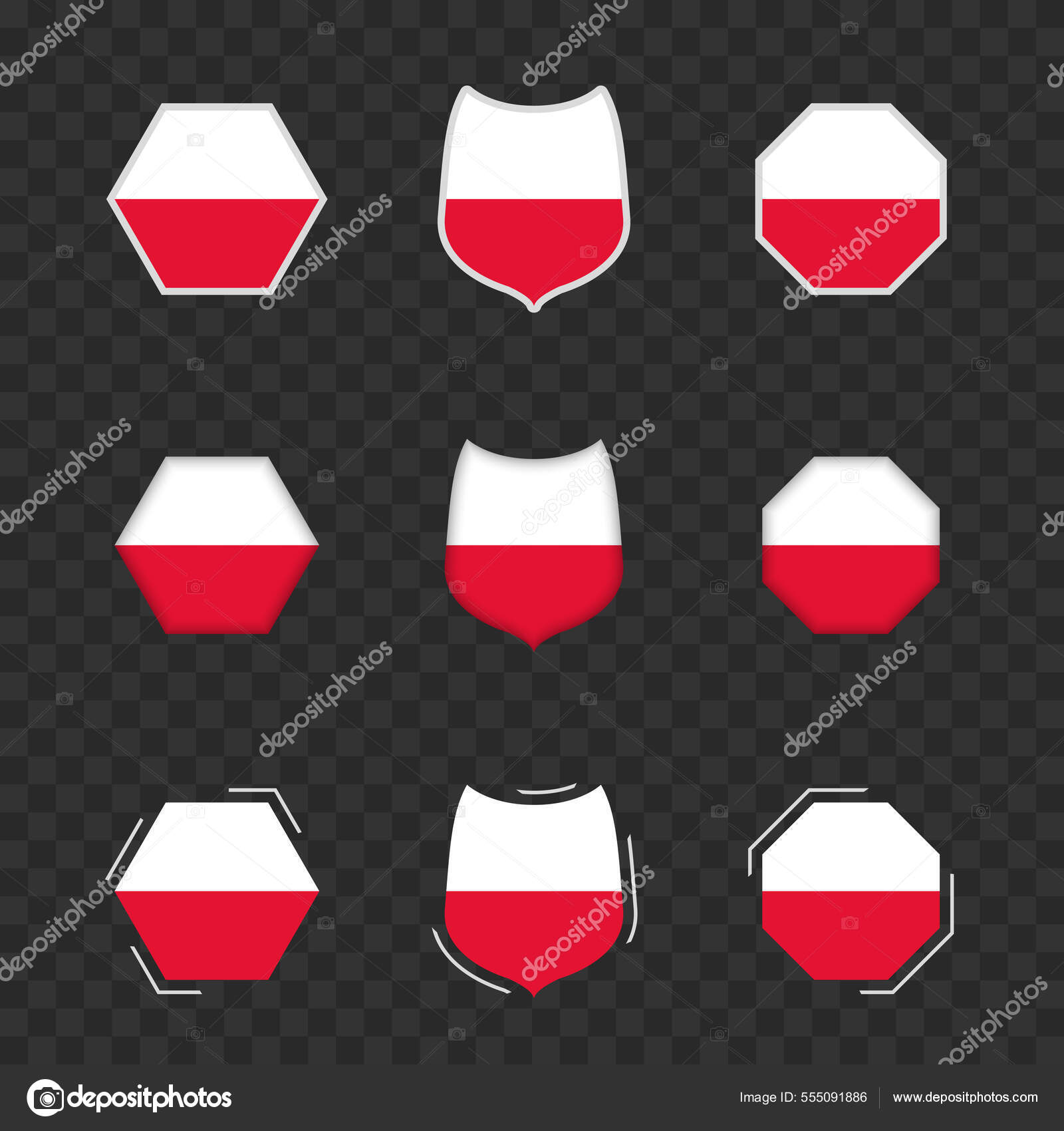 Symboles Nationaux Pologne Sur Fond Transparent Foncé Drapeaux ...