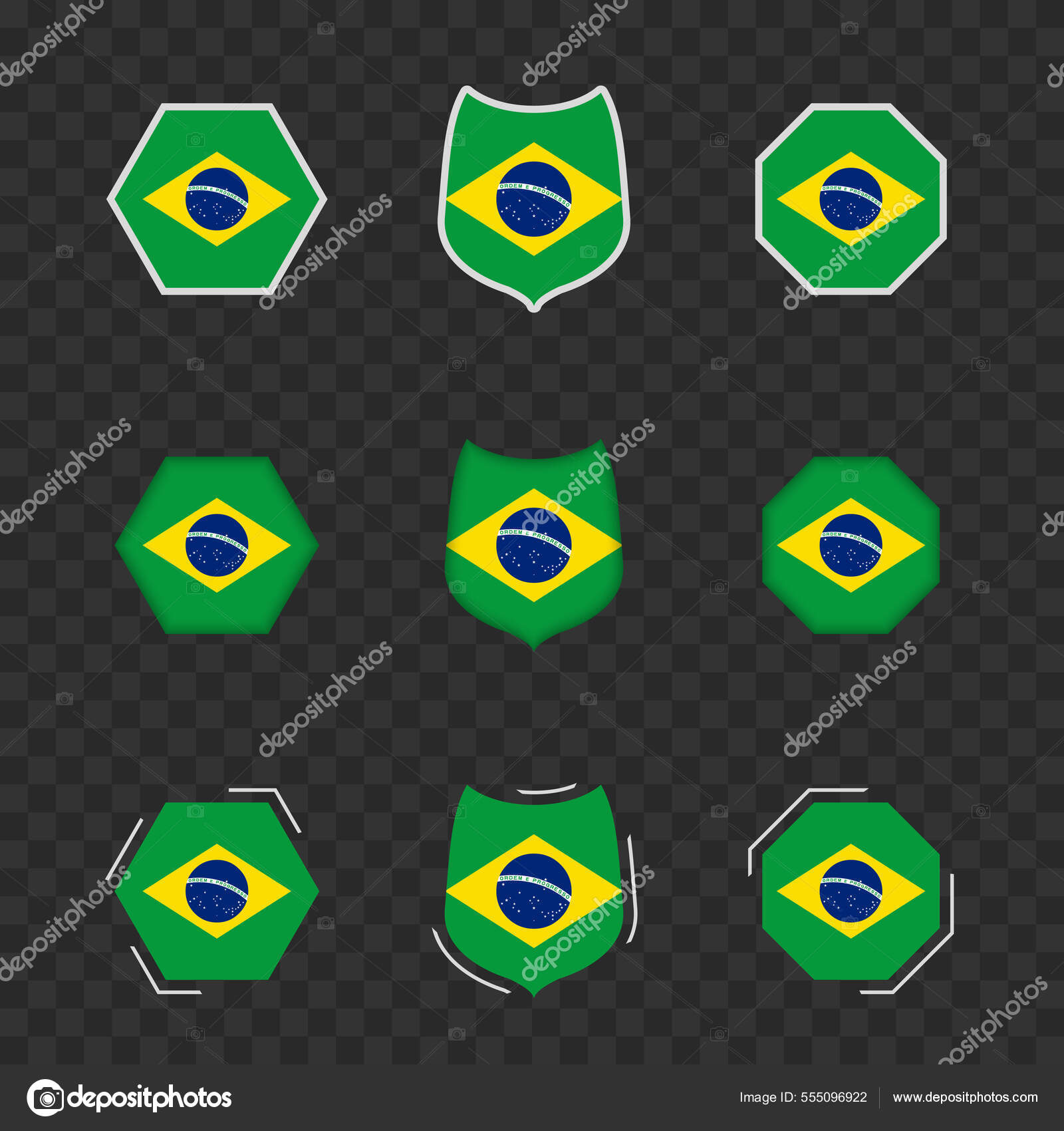 Símbolos Nacionais Brasil Sobre Fundo Escuro Transparente Bandeiras ...