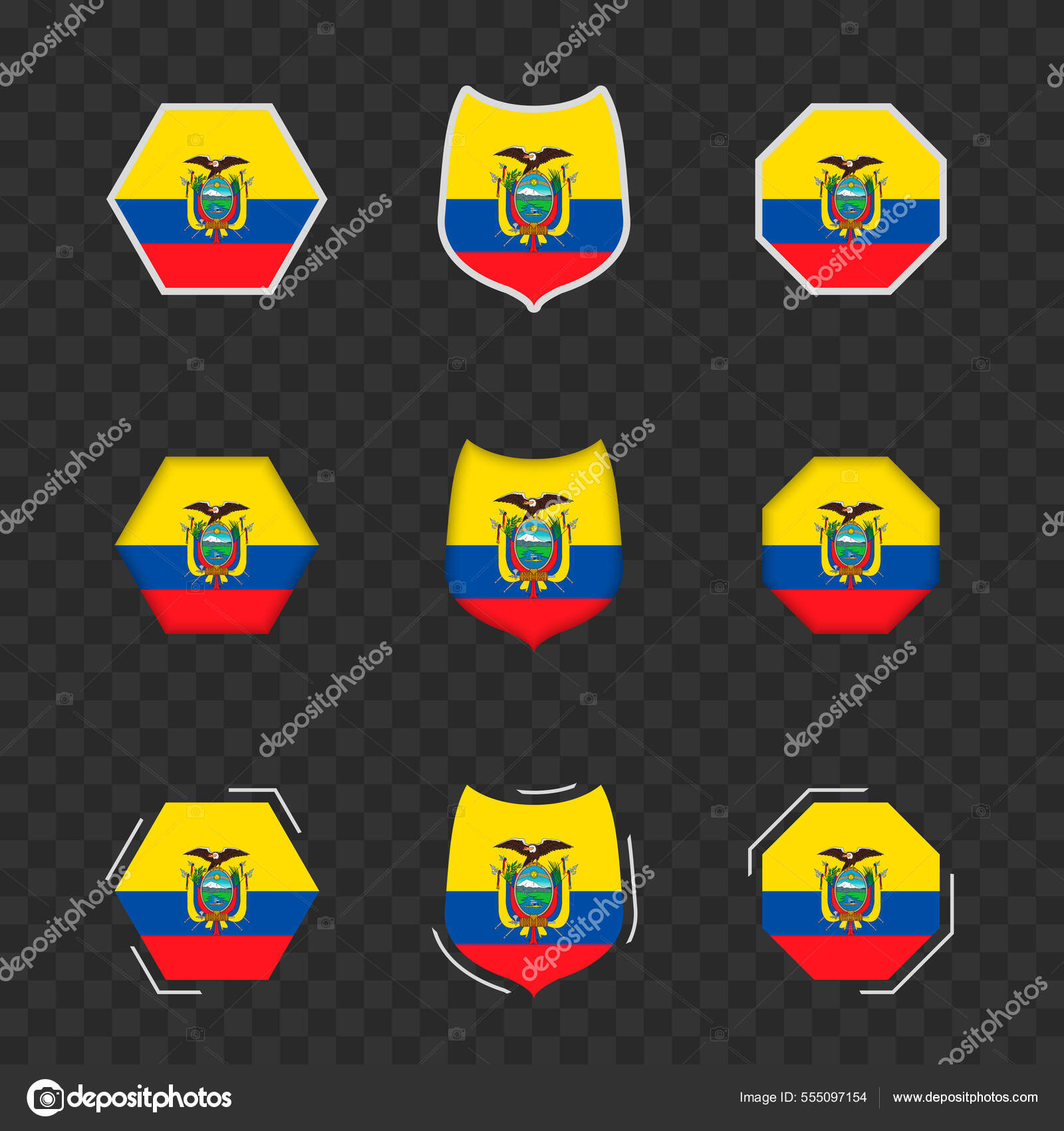 National Symbols Ecuador Dark Transparent Background Vector Flags ...