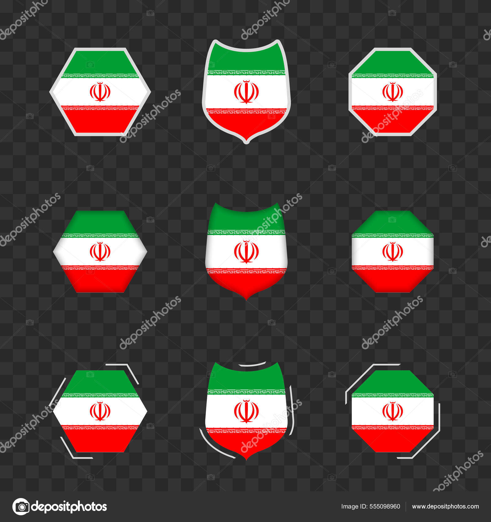 National Symbols Iran Dark Transparent Background Vector Flags Iran ...