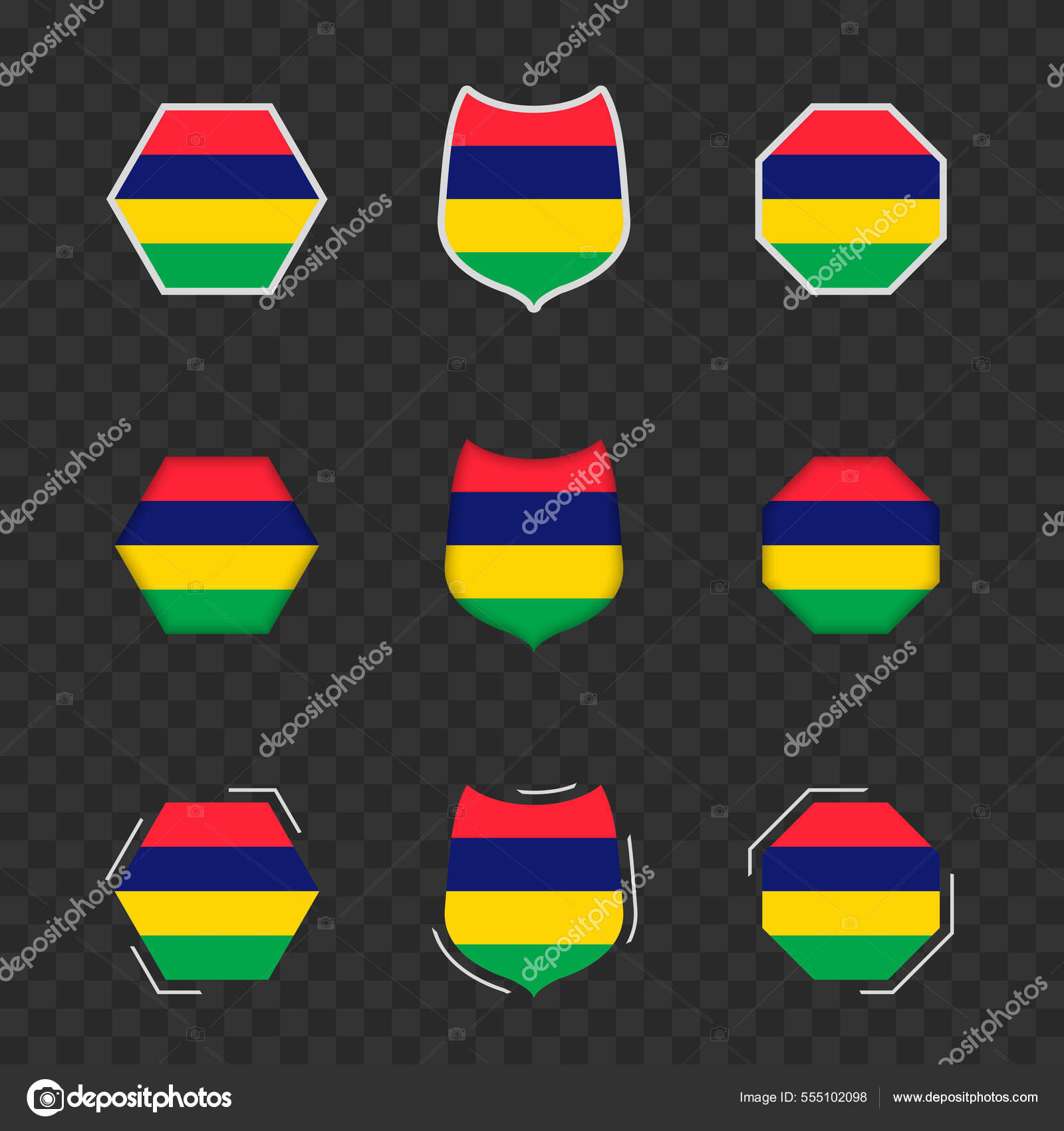 National Symbols Mauritius Dark Transparent Background Vector Flags ...