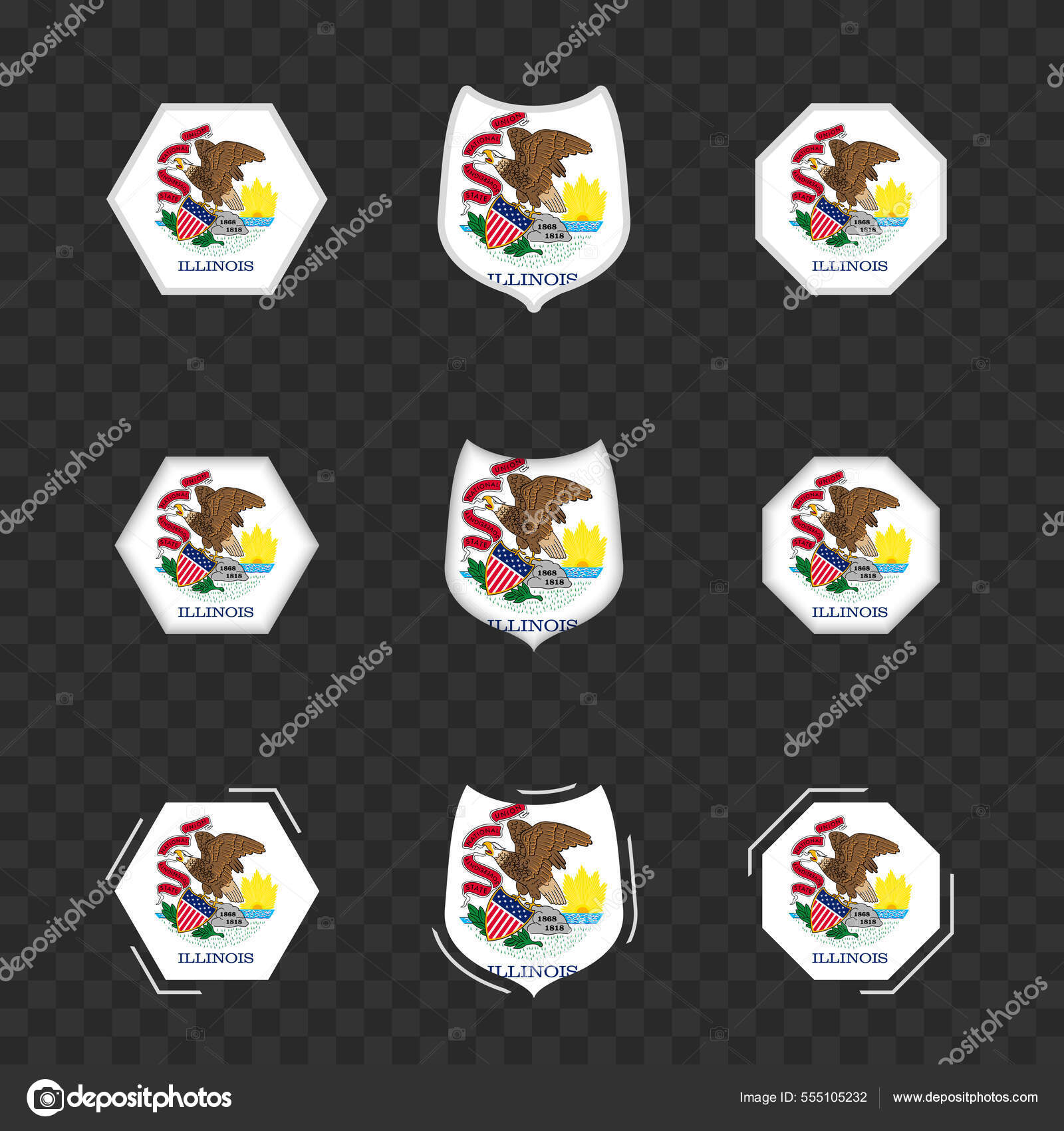 National Symbols Illinois Dark Transparent Background Vector Flags ...