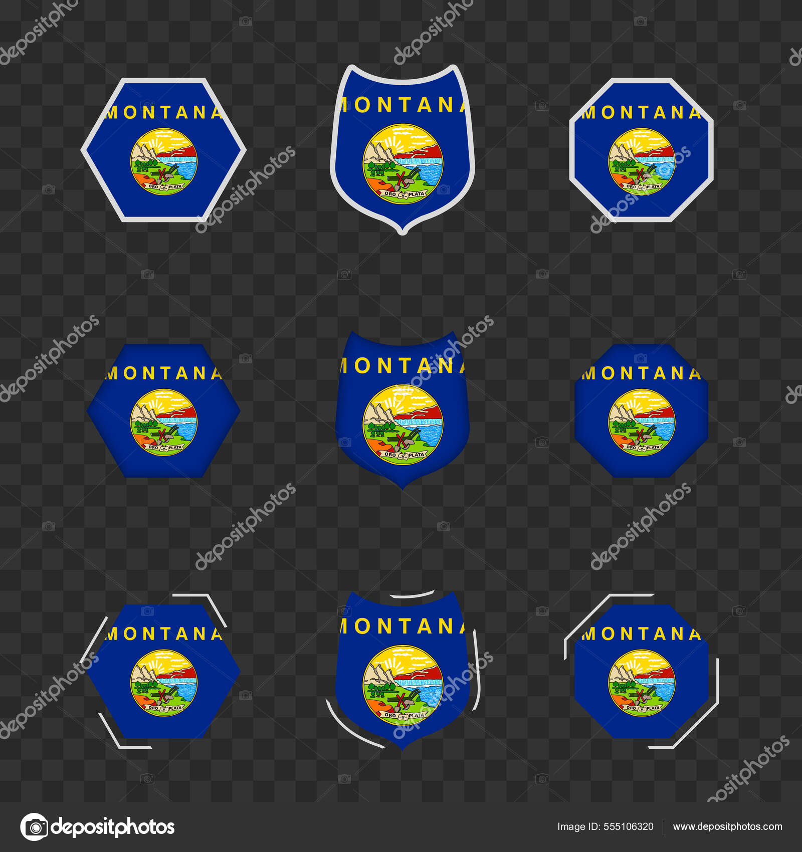 National Symbols Montana Dark Transparent Background Vector Flags ...