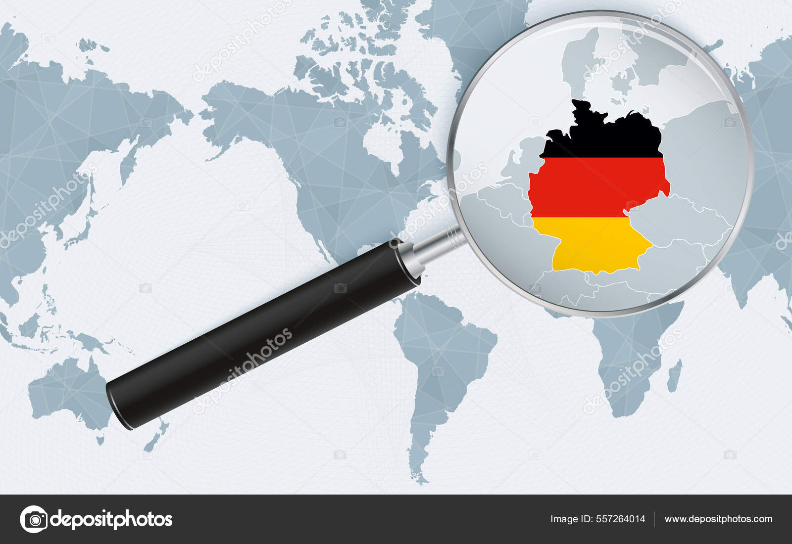 Enlarged Map Germany America Centered World Map Magnified Map Flag ...