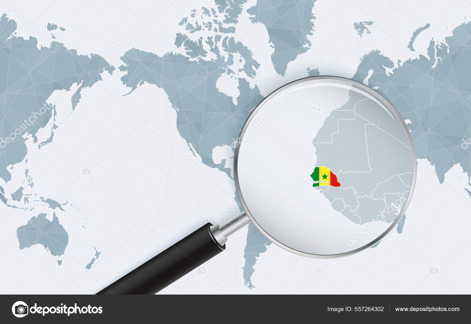 Enlarged Map Senegal America Centered World Map Magnified Map Flag Stock Vector by ©boldg 557264302