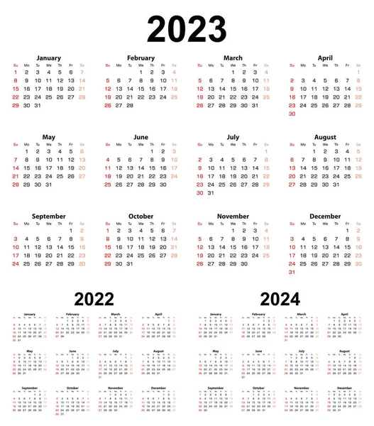 Calendar Set Basic Design 2021 2022 2023 2024 2025 2026 Stock Vector by ©boldg 566911686