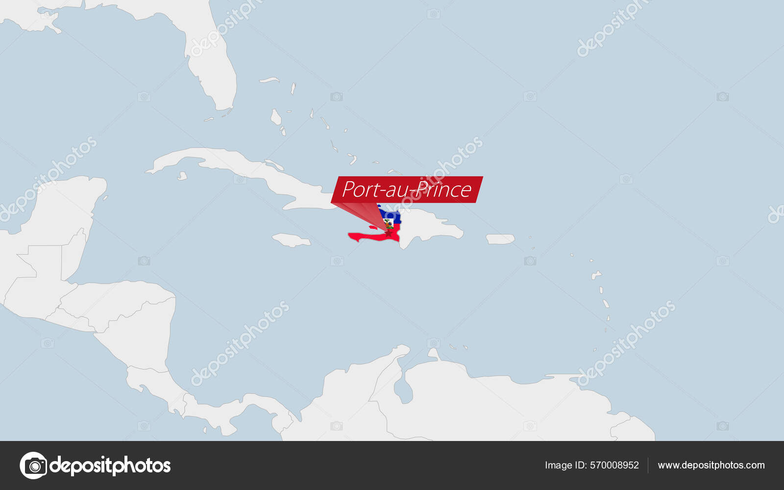 Haiti Map Highlighted Haiti Flag Colors Pin Country Capital Port Stock ...