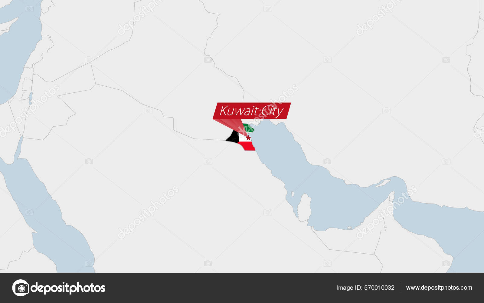 Kuwait Mapa Destaque Kuwait Bandeira Cores Pino Capital País Kuwait ...