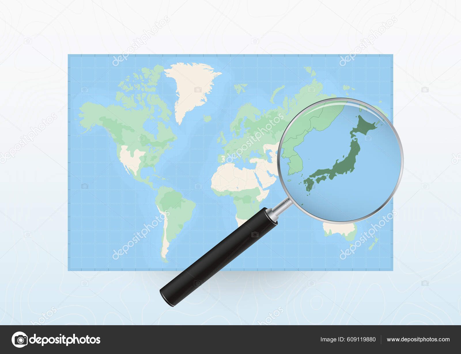 Map World Magnifying Glass Aimed Japan Searching Japan Loupe Stock ...