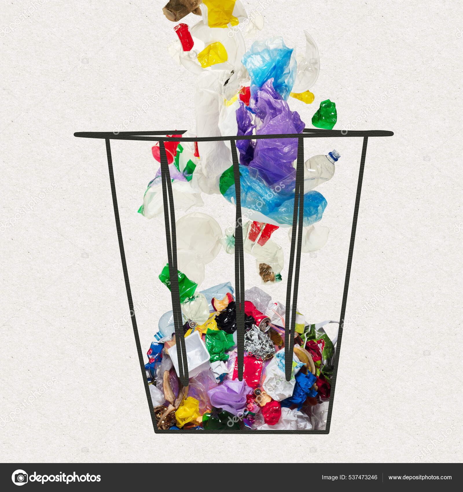 Stop plastic - concept of environmental pollution. Contemporary art ...