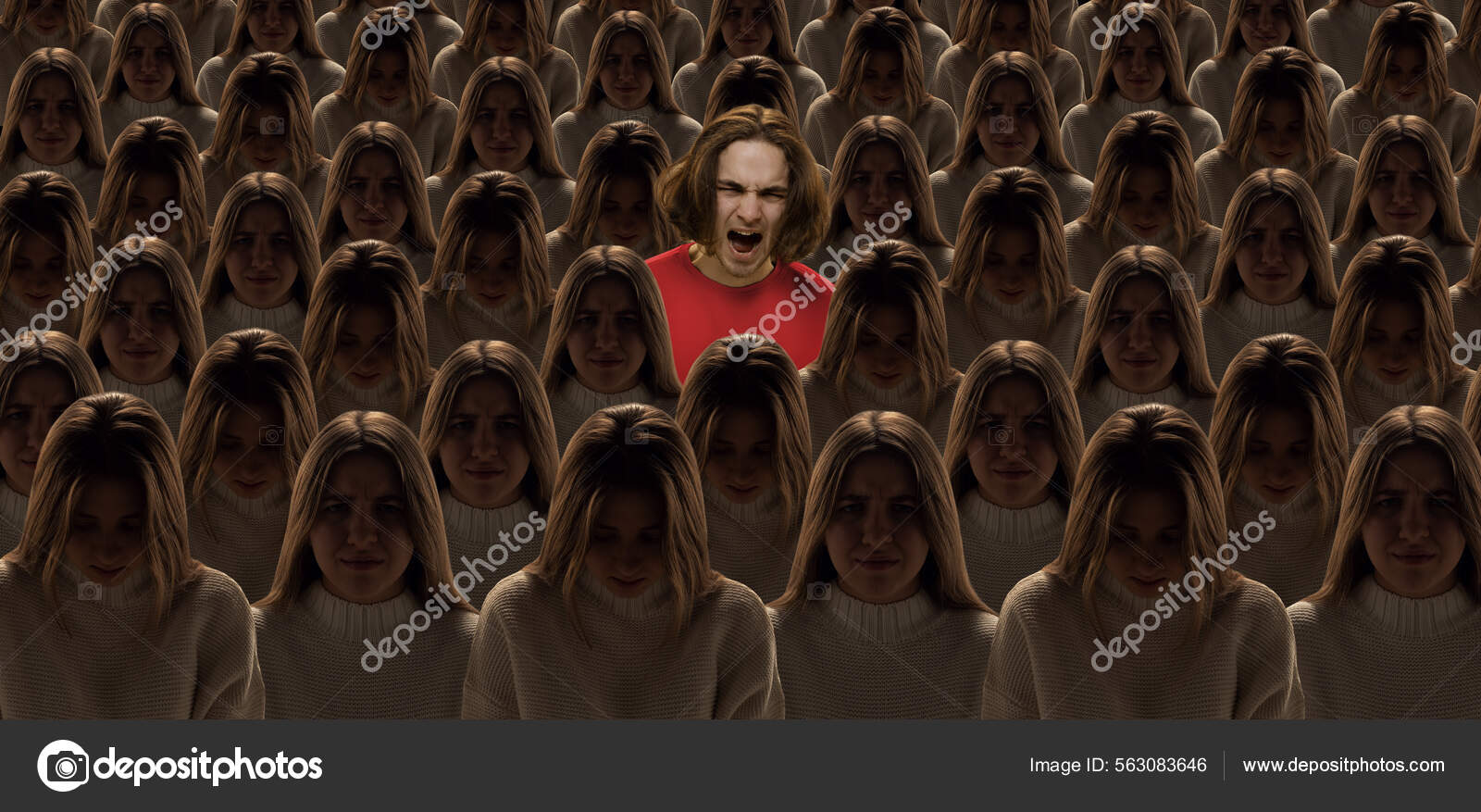 Crowd Of Identical People