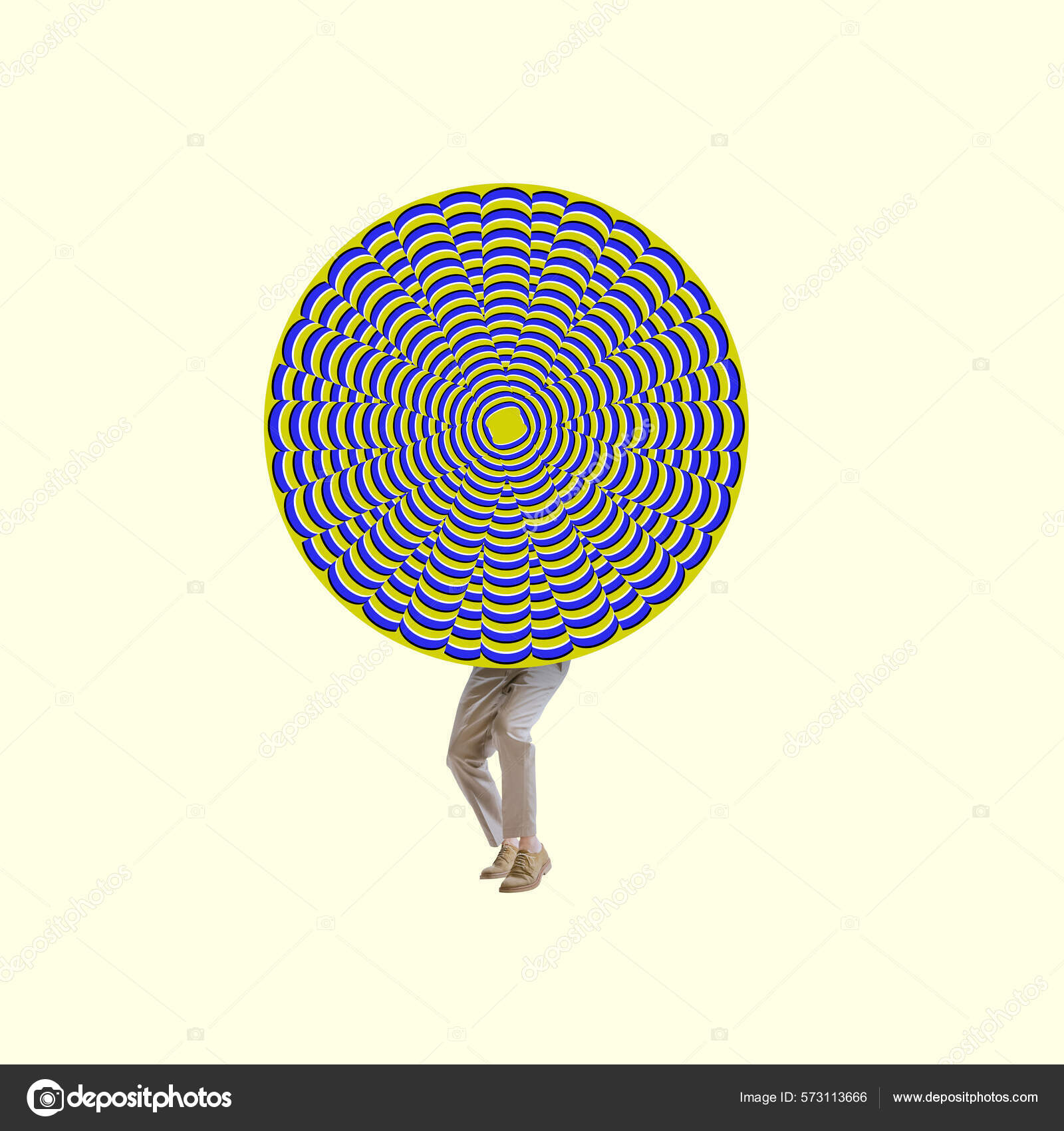 Contemporary art collage. Dancing man with optical illusion design ...