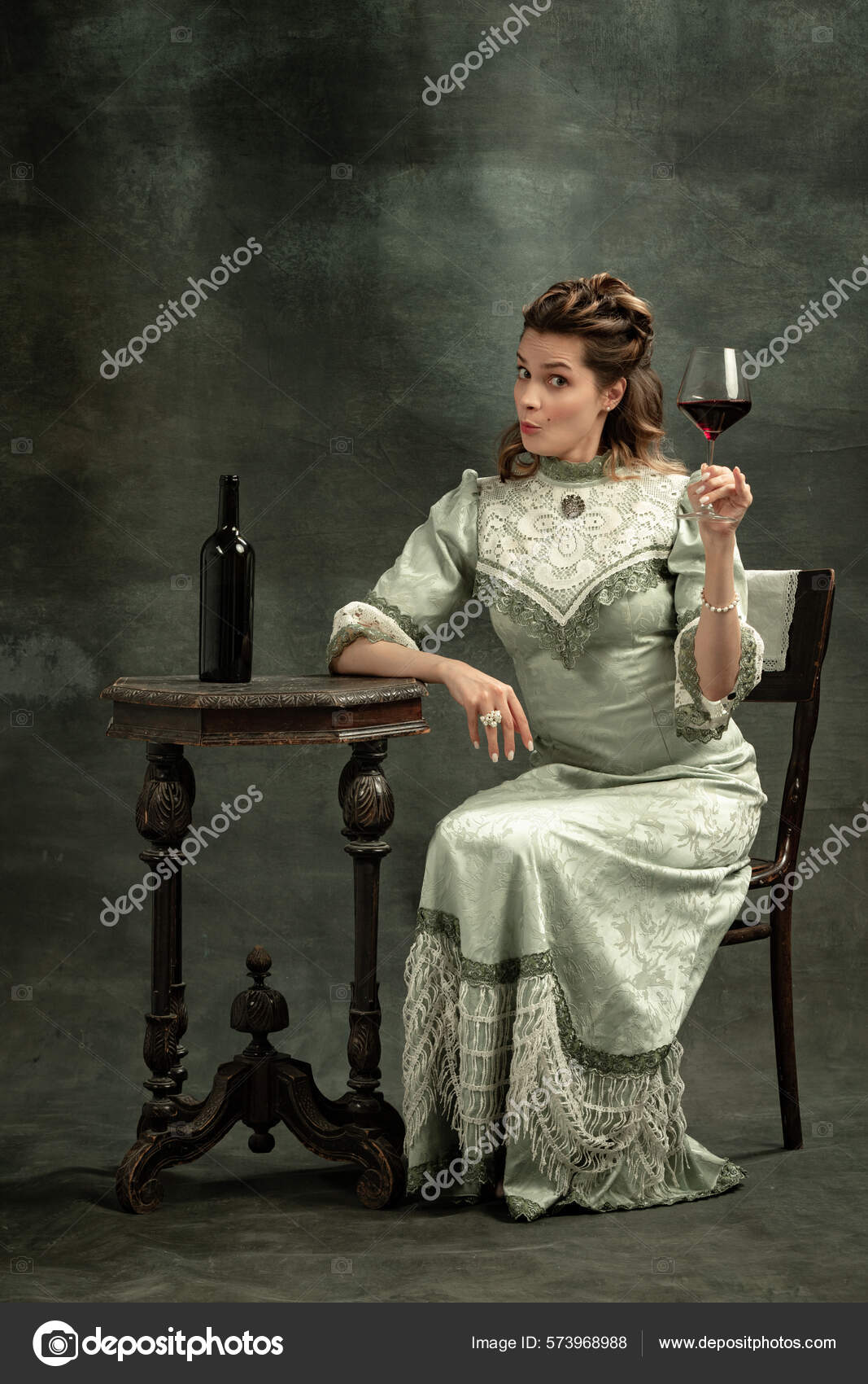 Cheers Conceptual Portrait Young Charming Girl Image Medieval Royal ...